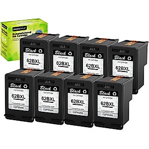 greencycle Remanufactured Ink Cartridge Replacement for HP 62XL 62 XL C2P05AN Compatible for Envy 5540 5640 5660 7644 7645 OfficeJet 5740 8040 OfficeJet 200 250 Series Printer (Black, 8 Pack)