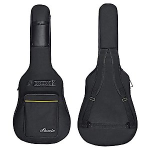 Faswin 41 Inches Guitar Bag Dual Adjustable Shoulder Strap Acoustic Guitar Gig Bag, Guitar Case Waterproof Oxford Cloth 0.3 Inch Thicken Sponge Pad, Black