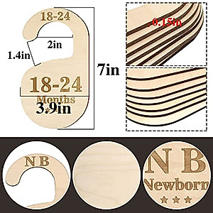 Xunboo Wooden Baby Closet Divider Double Side and Thicken Baby Closet Organizers Set of 7 Baby Clothes Organizer, Gift Wrapped (Star)