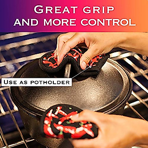 EHOMEA2Z Cast Iron Skillet Pan Pot Holder Covers (10 Pack) Mitts Chili Non-Slip Sleeves Commercial Grade (Chili, 10)