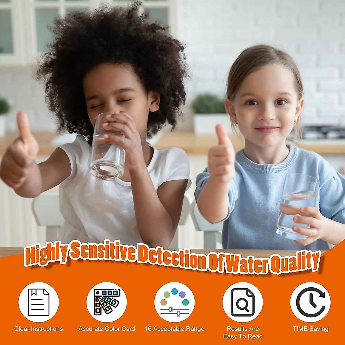 125+8P Drinking Water Testing Kit for Home, Anglekai Water Testing Kit with 125P Testing Strips/ 4P Bacteria Tests/Tube/Dropper/Timer/Instruction, Well Water Test Kit for Home Water Quality Test