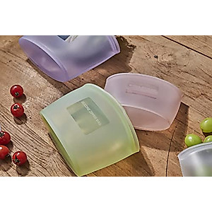 SiliPot Silicone Zipper Bag - Patented 3-Layered Zipper & 100% Platinum Silicone | Standing & Reusable Food Storage Container | Premium Kitchen Utensils (LIME 3P)