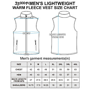 33,000ft Men's Fleece Vest, Lightweight Warm Zip Up Polar Vests Outerwear with Zipper Pockets, Sleeveless Jacket for Winter
