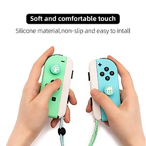 GeekShare 4PCS Silicone Tree and House Joycon Thumb Grips-Nintendo Cover Analog Thumb Stick Grips-Joystick Caps Compatible with Switch /OLED/ Switch Lite