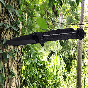 Personalized Tactical Folding Pocket Knife Gadgets Camping Gifts for Dad with Window Glass Breaker,Seatbelt Cutter,Father's Day/Birthday/Valentine's Day for Dad,Husband Gift From Daughter/Son/Wife