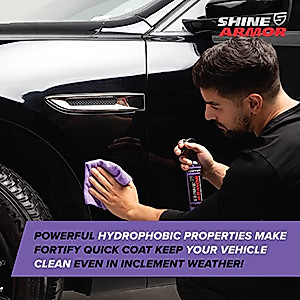 SHINE ARMOR Ceramic Coating Fortify Quick Coat Car Wax Polish Spray Waterless Wash & Wax Hydrophobic Top Coat Polish & Polymer Paint Sealant Detail Protection 8 Fl Oz