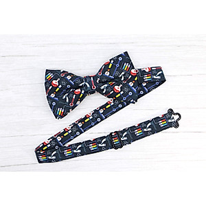 OCIA Funny Pattern Pre-tied Bow Tie Cotton Adjustable Bowtie for Mens & Boys White Black Red Yellow Blue(Chemistry) M - (6yrs to Young Adults)