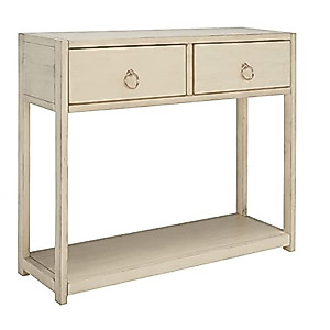 SAFAVIEH Home Collection Sadie Contemporary Antique White 2-Drawer Console Table (Fully Assembled)