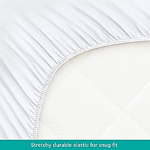 Bassinet Mattress Pad Cover, Waterproof, Ultra Soft Bamboo Terry Surface, Universal Fit for Hourglass/Oval Bassinet Mattress, 2 Pack, Washer & Dryer, No Loosen and Pre-Shrinked