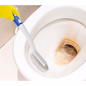 Home-X Pumice Toilet Cleaning Wand, Volcanic Pumice Toilet Bowl Cleaner with Handle, Easy-To-Use Scrubbing Wand for Toilet Bowl Stains, 13 ½ " L x 1 ½ " W x 1" H, White/Blue