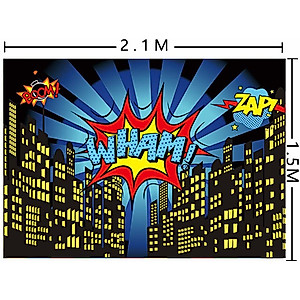 Fanghui 7x5FT Vinyl Superhero Photography Backdrops City Photo Studio Props Booth Background Superhero Themed Party Decoration Supplies Backdrop fh018