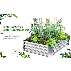 Gocamptoo Galvanized Raised Garden Bed Kit,Small Reinforced Metal Raised Boxes with Baking Varnish,Heavy Duty Planter Box Bed for Growing Flowers, Vegetables (4 x 3 Ft)