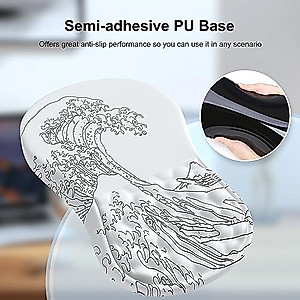 iCasso Ergonomic Mouse Pad Wrist Support, Wrist Rest, Comfortable Computer Gel Mouse Pad for Laptop, Memory Foam,Pain Relief Mousepad with Non-Slip PU Base for Office Home (White Wave of Kanagawa)