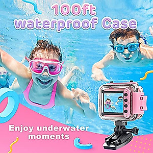 Ziegoal Kids Waterproof Camera Unicorn Christmas Birthday Gifts for Girls Age 3-12 HD Video Children Digital Underwater Toddler Selfie Camera Toys for 4 5 6 7 8 9 10 Year Old Girls with 32G SD Card