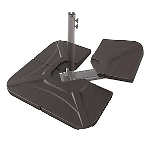 BLUU Compact Base 4 Pc 230 Lbs Water & Sand Filled Weighted Base Offset Cantilever Hanging Patio Umbrella Base for Banyan Offset Hanging Umbrella,Dark Brown