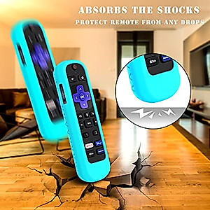 3Pack Case for Roku Headphone Remote, Battery Cover for Roku Voice Pro Remote, Rechargeable Control with Headphone Jack Silicone Sleeve Skin Glow in The Dark