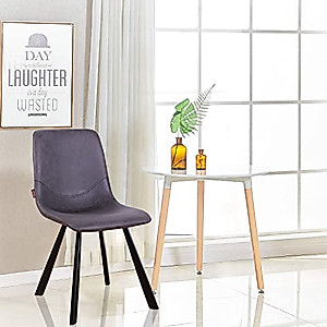 GURLLEU Leather Dining Chairs Set of 4 with Metal Legs, Modern Industrial Kitchen Dining Room Chair, Upholstered Backrest Seat Chairs for Home Kitchen/Living Room, Bedroom, Gray