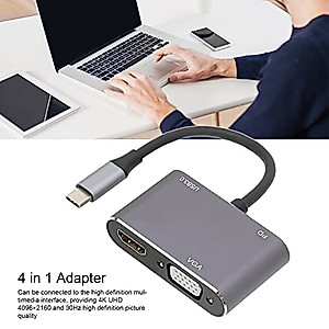 USB Hub, 4 in 1 Adapter High Definition 5 Gbps Metal Easy to Use for Laptops for Phones for Keyboard for Mouse