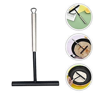 Operitacx Metal Crepe Spatulas Crepe Spreader T- Shape Stainless Steel Crepe Maker Batter Spreader Pancake Spreader Crepe Tools For Kitchen Home Crepe Rake (4.84 x7.67 inch)