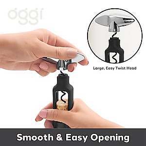 OGGI Wine Bottle Opener, Self Pulling Corkscrew - Self-Centering Non-Stick Wine Opener Cork Screwer, Effortless Wine Corker - Black 8.5"