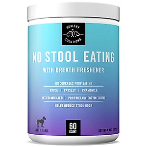 Deterrent for Dogs Eating Poop - Coprophagia No Poo Chews Prevent Dog from Eating Stool - Chew Enhanced with Breath Freshener, Enzymes, & Probiotics to Help Ease and Stop This Nasty Habit | 60ct