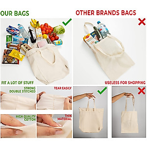 Canvas Tote Bags, 2 Pcs Cloth Reusable Tote Bag with Pocket and Zipper, Large Shopping Canvas Bags with handles