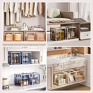 HAIXIN Storage Cubes for Cube Organizer - Collapsible Cubby Bins Open Storage Bins Transparent Organizer Cubes Plastic Storage Baskets for Closet Shelf Playroom, 4 Pack (Beige, 10.5 inch)