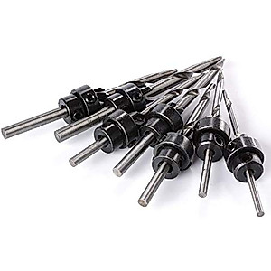 7 PCS Wood Countersink Drill Bits Set, SYWAN Counter Sinking Drill Bits with Stop Collars & Wrench for Carpentry Woodworking Screw Hole Cutter