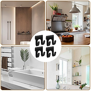 4Pcs Shower Caddy Hooks, Black Shower Hooks Razor Holder for Shower, Metal Shelf Basket Rack Hooks Shower Hanger Bathroom Hangers Organizers, Double Hook Shower Shelf Hooks for Loofah Sponge(Black)