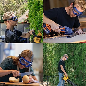 SolidWork Safety Goggles Anti-Fog Clear Lens with Adjustable Elastic Headband. Protective Eyewear for Men & Women (Dark Blue)