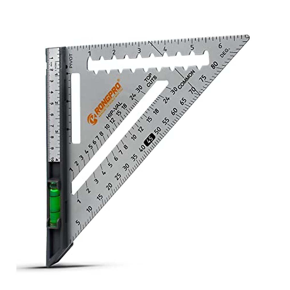 RONGPRO Multifunctional Rafter Square, 7 Inch Triangle Carpenter Square Metal Alloy, Rafter Square Layout Tool