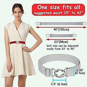 Falari Womens Stretch Belt Adjustable Web Belt Metal Buckle All Occasion Dress Belt - White