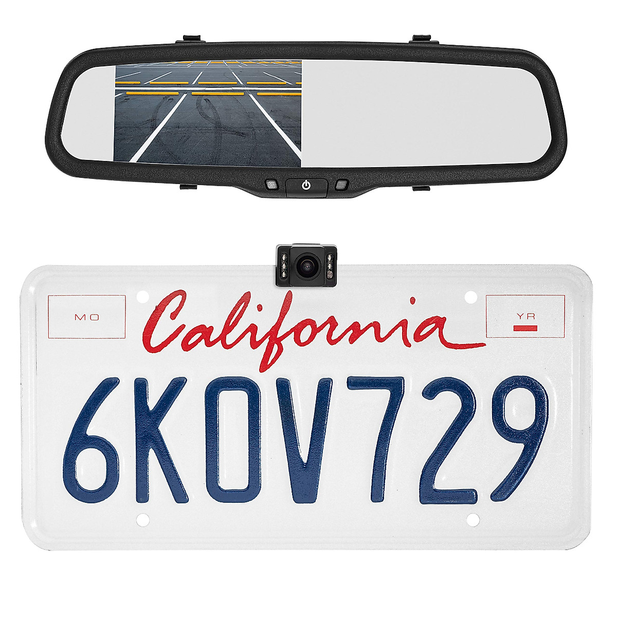 BOYO VTC1743M - Vehicle Backup Camera System with 4.3” Rear-View Mirror Monitor and License Plate Backup Camera for Car, Truck, SUV and Van