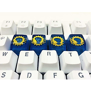 Handmade Heart of Ocean Resin R4/ESC Keycap Backlit Translucent Key Cap Switch OEM Profile for Cherry RGB MX Mechanical Gaming Keyboards (Kit 1)