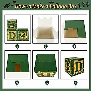 Graduation Balloon Boxes - 4 Sets of "GRAD" and"CLASS OF 2023" with Letters,Green and Gold Blocks for Graduation Ceremony Backdrop, High School College Graduation Party Supplies