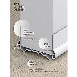 Vastaia 39" Length Door Draft Stopper Under Door Draft Blocker Insulator Door Sweep Weather Stripping Noise Stopper Strong Adhesive (White)