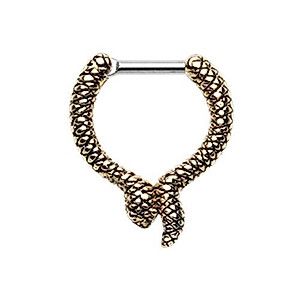 Freedom Fashion Slithering Snake Gold Plated Steel Septum Clicker