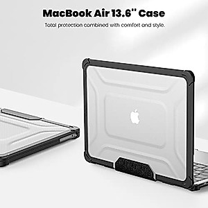 Batianda Case for M3 MacBook Air 13.6 inch 2024 2022 Model A3113/A2681- Full Protection Anti-Collision Design Foldable Stand TPU Bumper with Keyboard Cover Protector - Durable Scratch-Resistant, Black