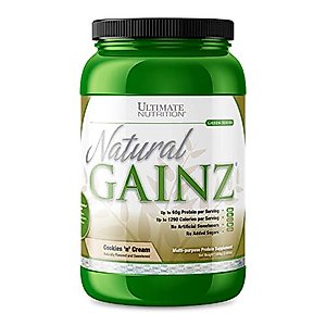 Ultimate Nutrition Natural Gainz Whey Protein Powder - Natural Gainer Protein with Micellar Casein and Milk Protein, Cookies N Cream, 3.6 Pounds