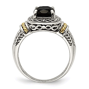 Shey Couture Sterling Silver with 14K Accent Antiqued Black Onyx Ring QQTC1130-7
