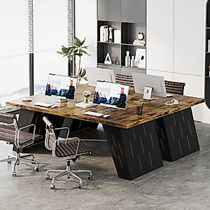 Condemo 70 Inch Executive Office Desk, Large Computer Desk Workstation, Modern Simple Computer Table Study Writing Desk, Business Furniture for Home Office, Brown and Black