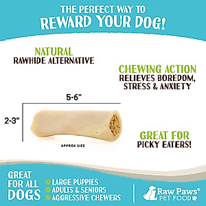 Raw Paws Filled Cow Femurs for Dogs - Peanut Butter Flavor, 5-6", 4-ct - Peanut Butter Filled Bones for Dogs - Filled Dog Bones for Large Dogs - Stuffed Dog Bones - Stuffed Bones for Dogs