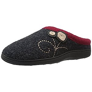 Acorn Women's Clog Slippers, Multi-Layer Memory Foam Footbed with Arch Support, Charcoal Button, 8-9