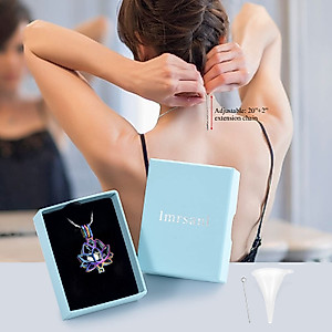 Imrsanl Cremation Jewelry for Ashes - Lotus Flower Ashes Pendant Necklace with Mini Keepsake Urn Memorial Ash Jewelry （Colorful-Silver)