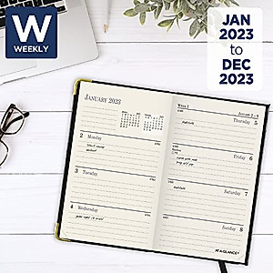 AT-A-GLANCE 2023 Weekly & Monthly Diary, Fine Diary, 3" x 5" Pocket Size, Flexible Cover, Faux Leather (70111105)