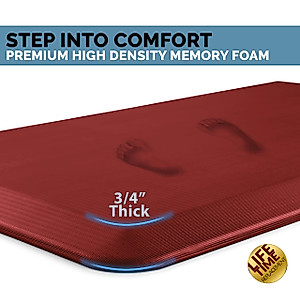 ComfiLife Anti Fatigue Floor Mat – 3/4 Inch Thick Kitchen Mats for Floor, Standing Desk Mat, Kitchen Rug – Comfort at Home, Office – Durable – Stain Resistant – Non-Slip Bottom (20" x 32", Red)