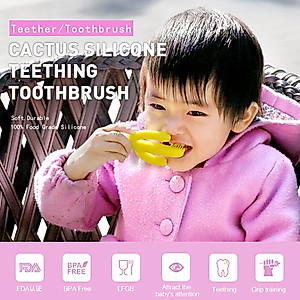 T.T.B Baby Toothbrush Teether Teething Toothbrush Toys Soft Silicone Bristles for Baby and Infant (2pcs Blue and Green)