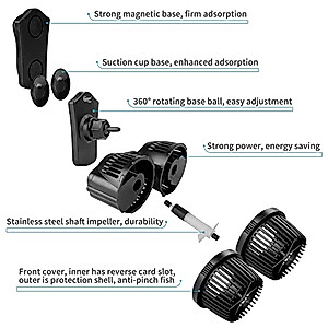 hygger 2100GPH Double Head Aquarium Wave Maker, Quiet 5W Aquarium Circulation Pump, with Strong Magnetic Suction Base, 360°Adjustable Power Head, for 40~110 Gal Tank