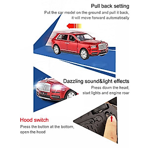 Red Rolls Royce Cullinan Toy Pull Back Vehicles Diecast Car Model with Light and Sound