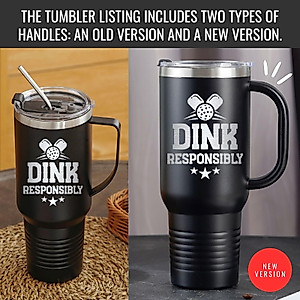 Onebttl Pickleball Gifts for Women/Men, Gifts for Pickleball Lovers, Insulated 40oz Stainless Steel Tumbler with Handle, DINK RESPONSIBLY